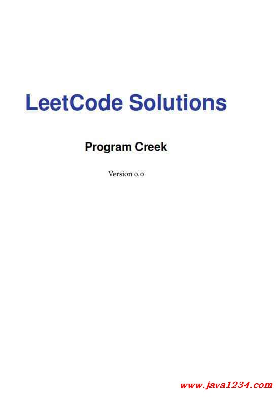 Leetcode题解(java语言实现) Pdf 下载java知识分享网 免费java资源下载